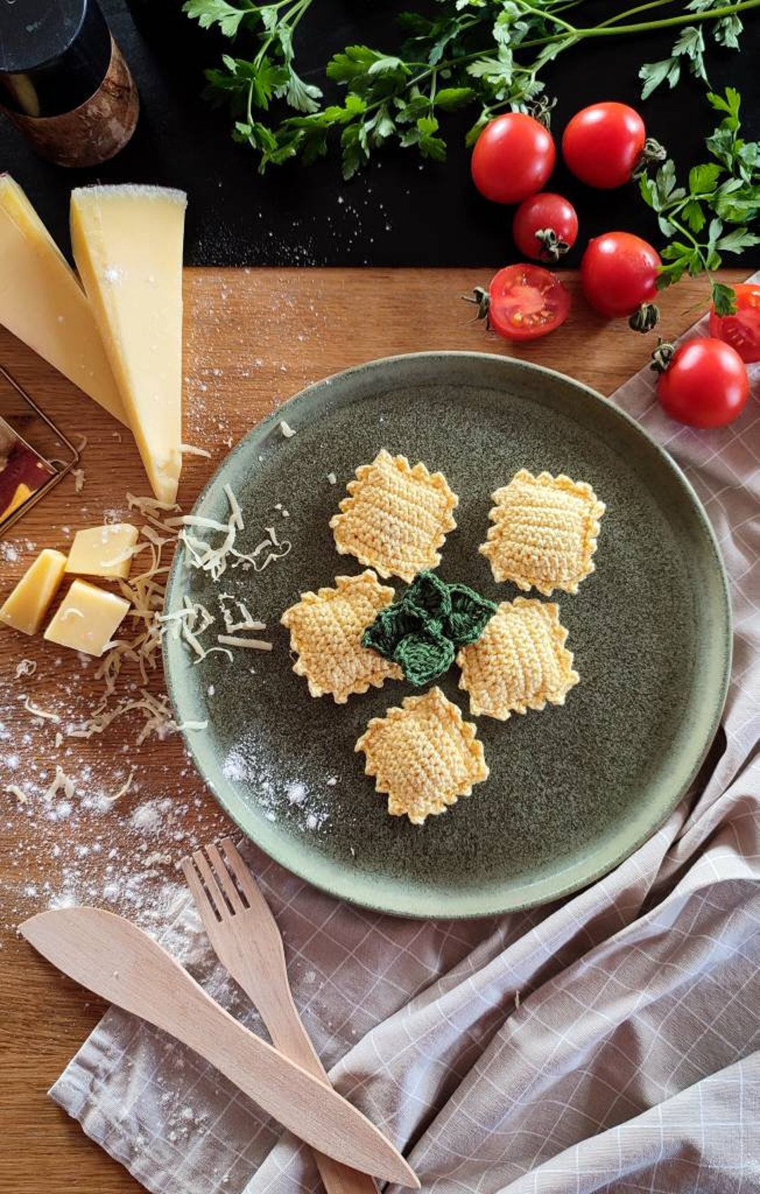 Crochet Italian Ravioli Pasta. Toys for Children's Kitchen, Accessories ...