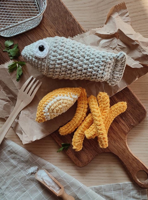 Dinner Set With Fish for Kids Kitchen Pretend Play Food | Etsy