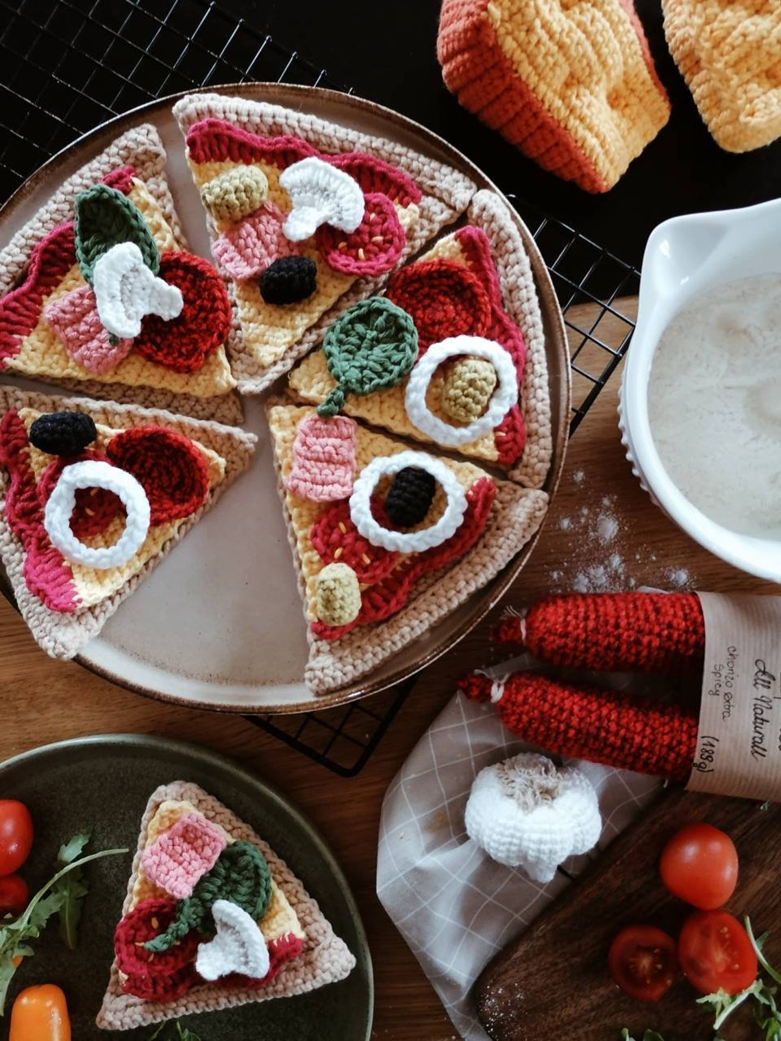 Crochet Pizza 1 pcs for play kids kitchen accessories | Etsy