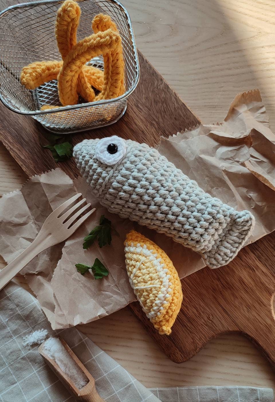 Dinner Set With Fish for Kids Kitchen Pretend Play Food - Etsy