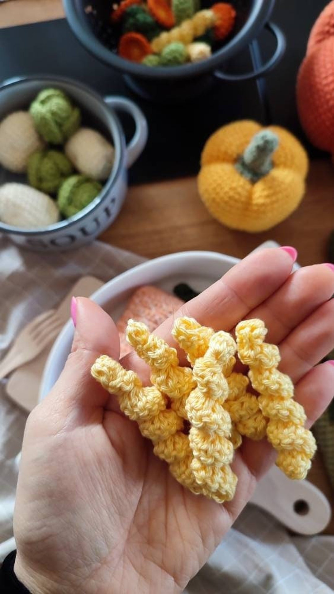 Pasta fusilli all'uncinetto (5 pezzi): cibo per bambini, cucina per ...