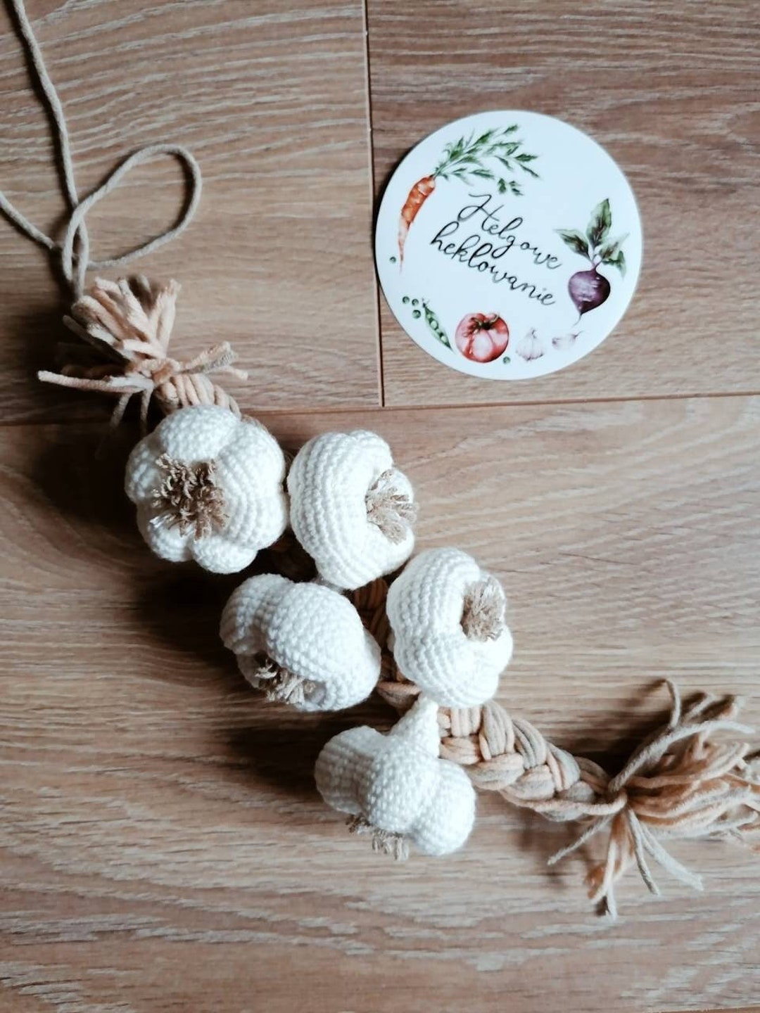 Crochet Garlic Braid, Wall Art Kitchen Ornament, Vintage, Handmade ...