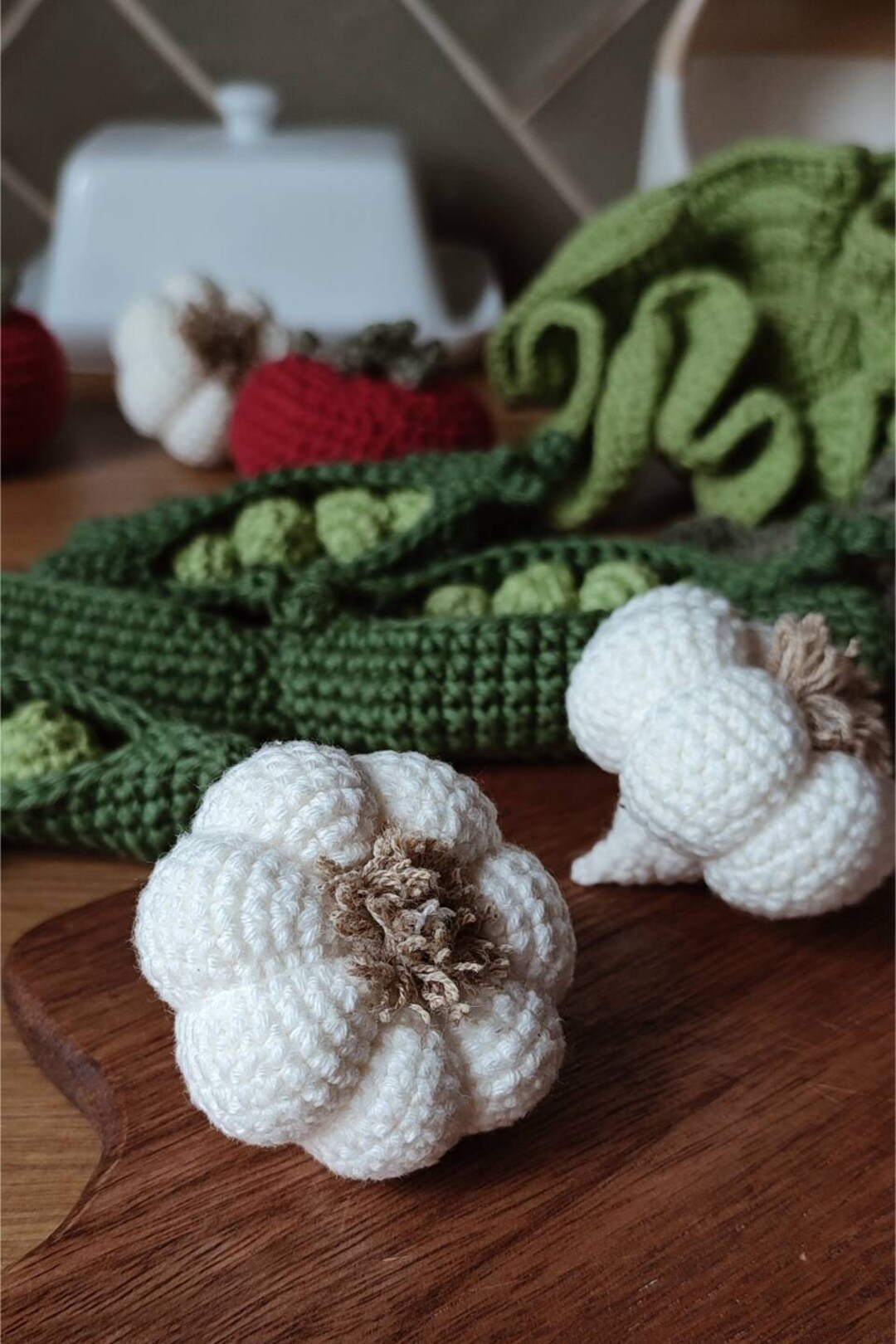 Crochet Garlic: Handmade Cotton Play Food, Kids Kitchen Accessories ...