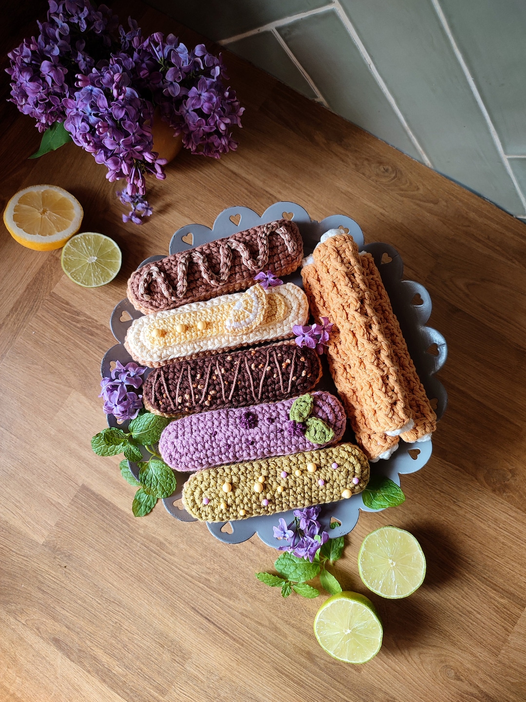 Crochet Eclairs (set 5pcs), Kids Cafe, Fun on the Confectionery, Kids Candy Shop, Play Food ...