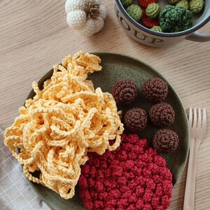 Crochet Spaghetti Set With Meatballs. Pretend Play Restaurant, Play ...