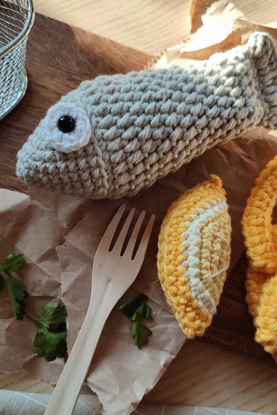 Dinner Set With Fish for Kids Kitchen Pretend Play Food - Etsy