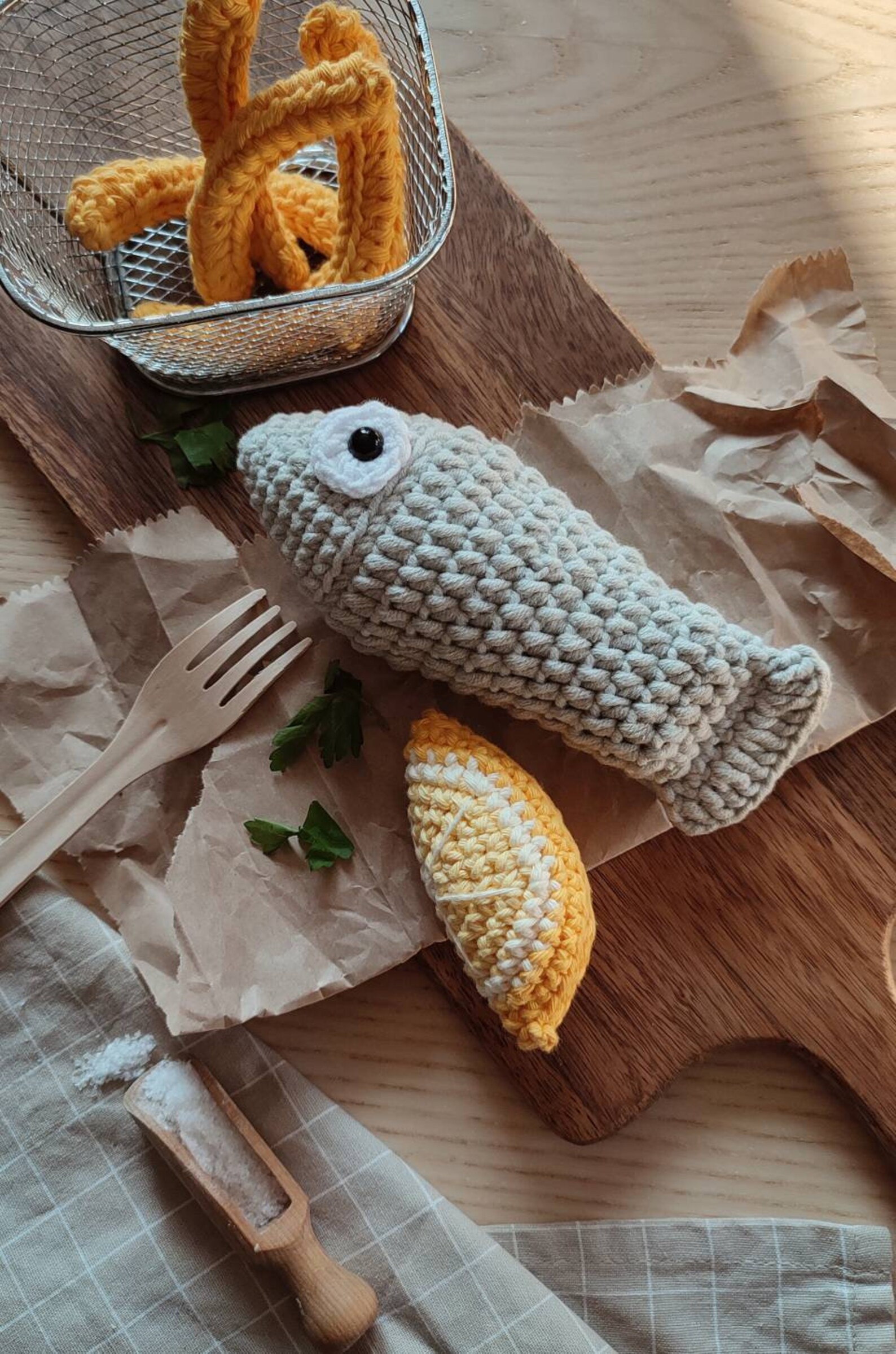 Crochet Set Food Fish Dinner Play Kitchen Play Restaurant | Etsy