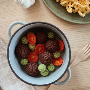 Dinner Set With Meatballs for Play Kids Kitchen, Pretend Play Food, Set ...