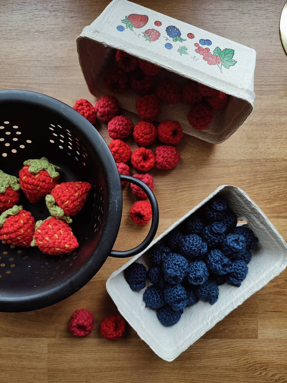 Crocheted Fruit – Blueberries (5 Pc) Play Food Set, Children's Kitchen ...