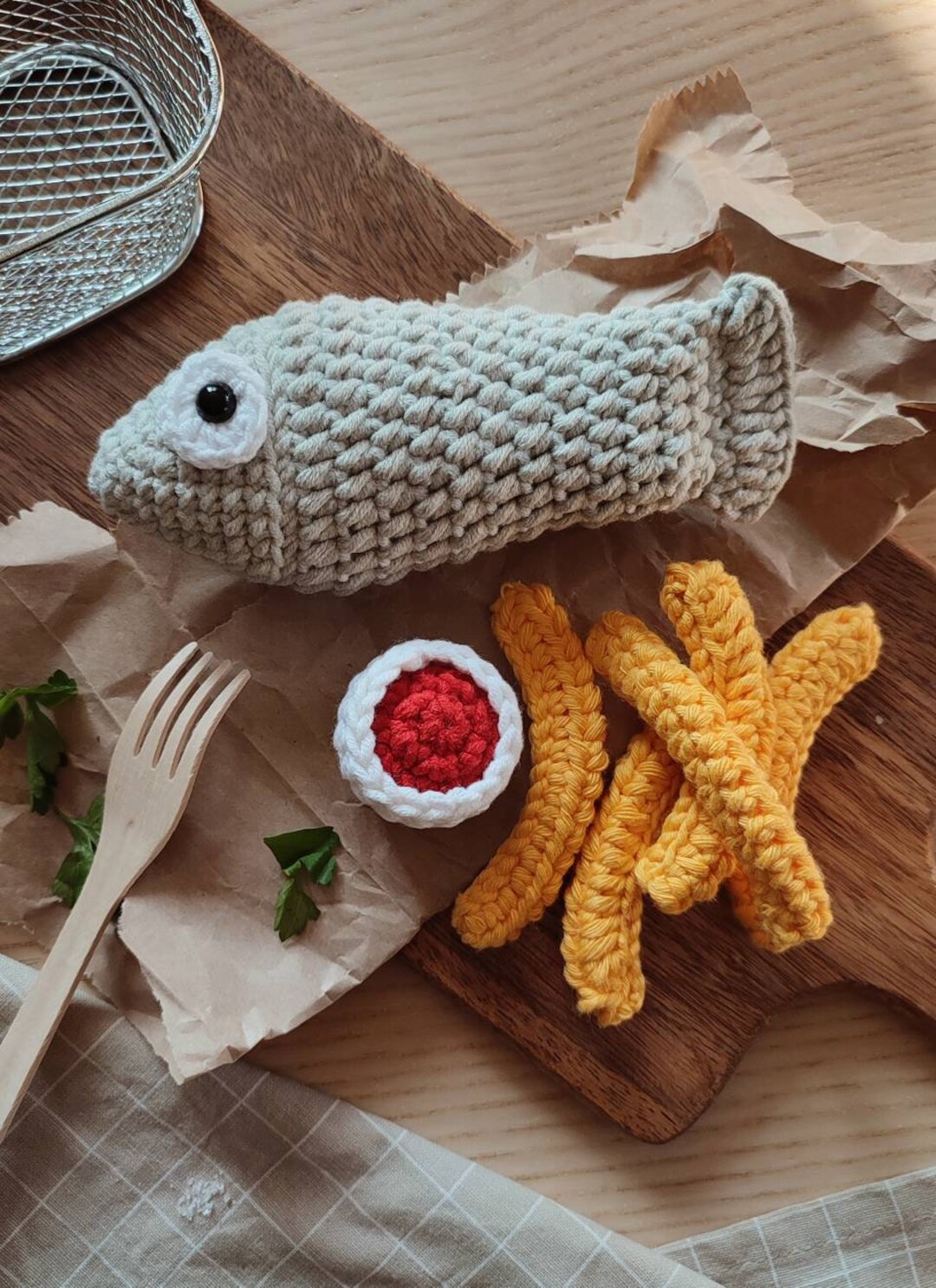 Crochet Set Food - Fish Dinner, Play Kitchen, Play Restaurant ...