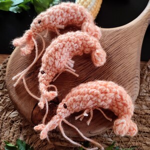 Crochet Shrimp (1pc) for Play Kids Kitchen, Pretend Play Food, Crochet ...