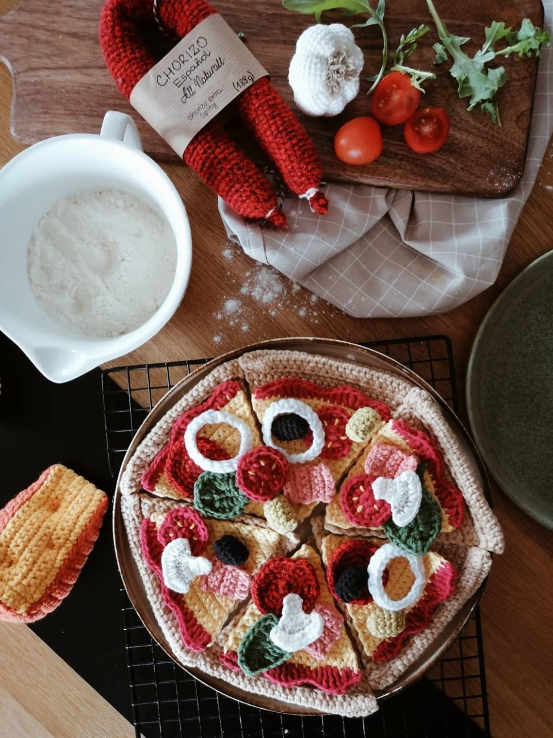 Crochet Pizza 1 pcs for play kids kitchen accessories | Etsy