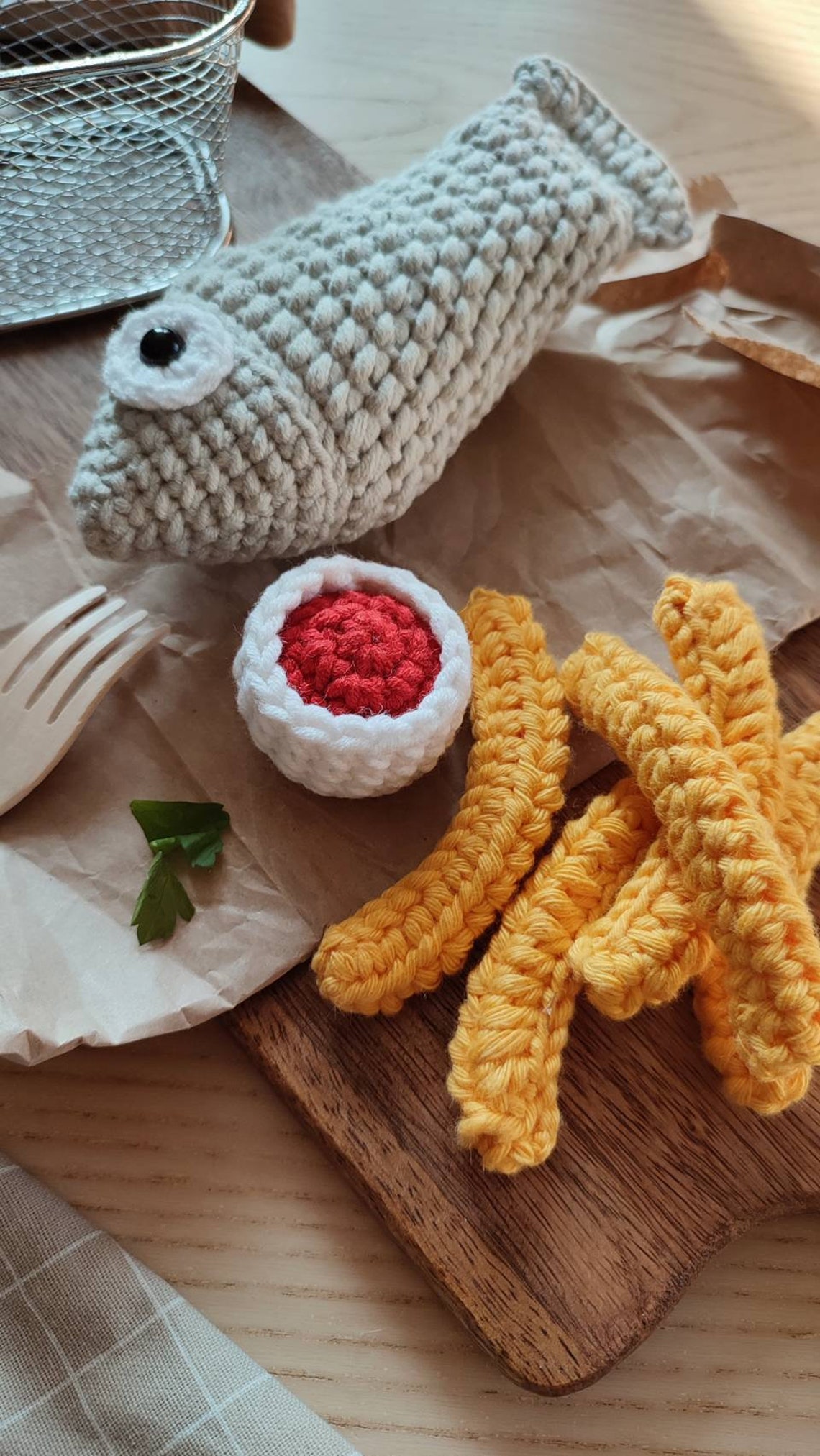 Crochet Set Food Fish Dinner Play Kitchen Play Restaurant | Etsy