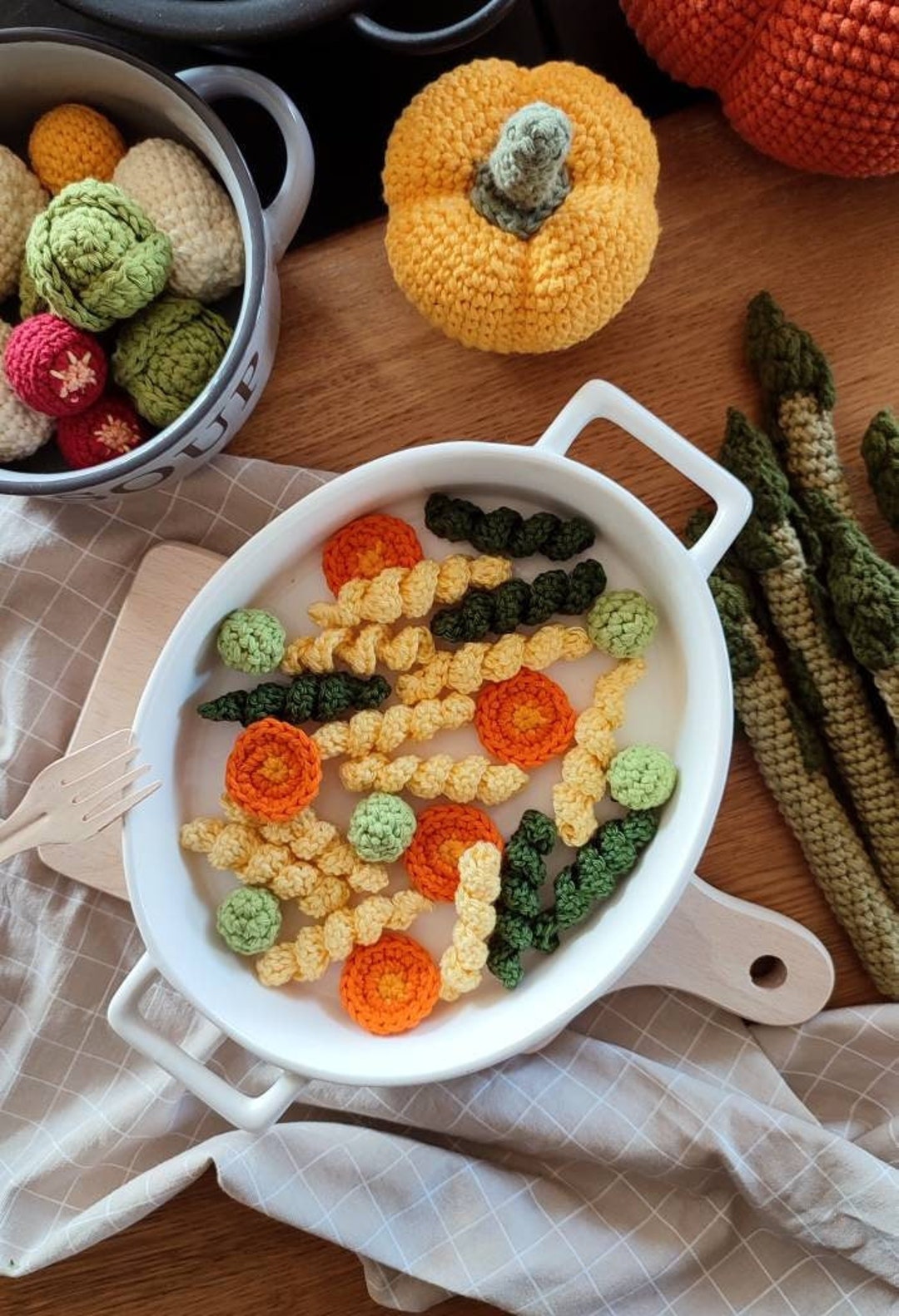 Set Pasta Fusilli With Vegetables. Play Food for Children's Kitchen ...