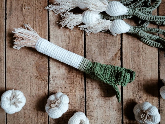 Crochet vegetable toy leek for kids kitchen Montessori baby | Etsy