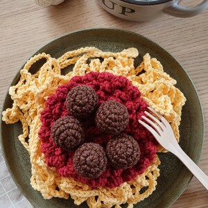 Crochet Spaghetti Set With Meatballs. Pretend Play Restaurant, Play ...