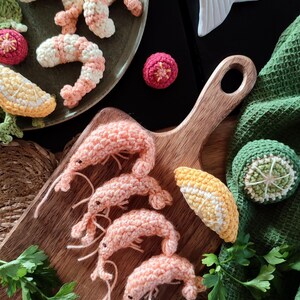 Crochet Shrimp (1pc) for Play Kids Kitchen, Pretend Play Food, Crochet ...