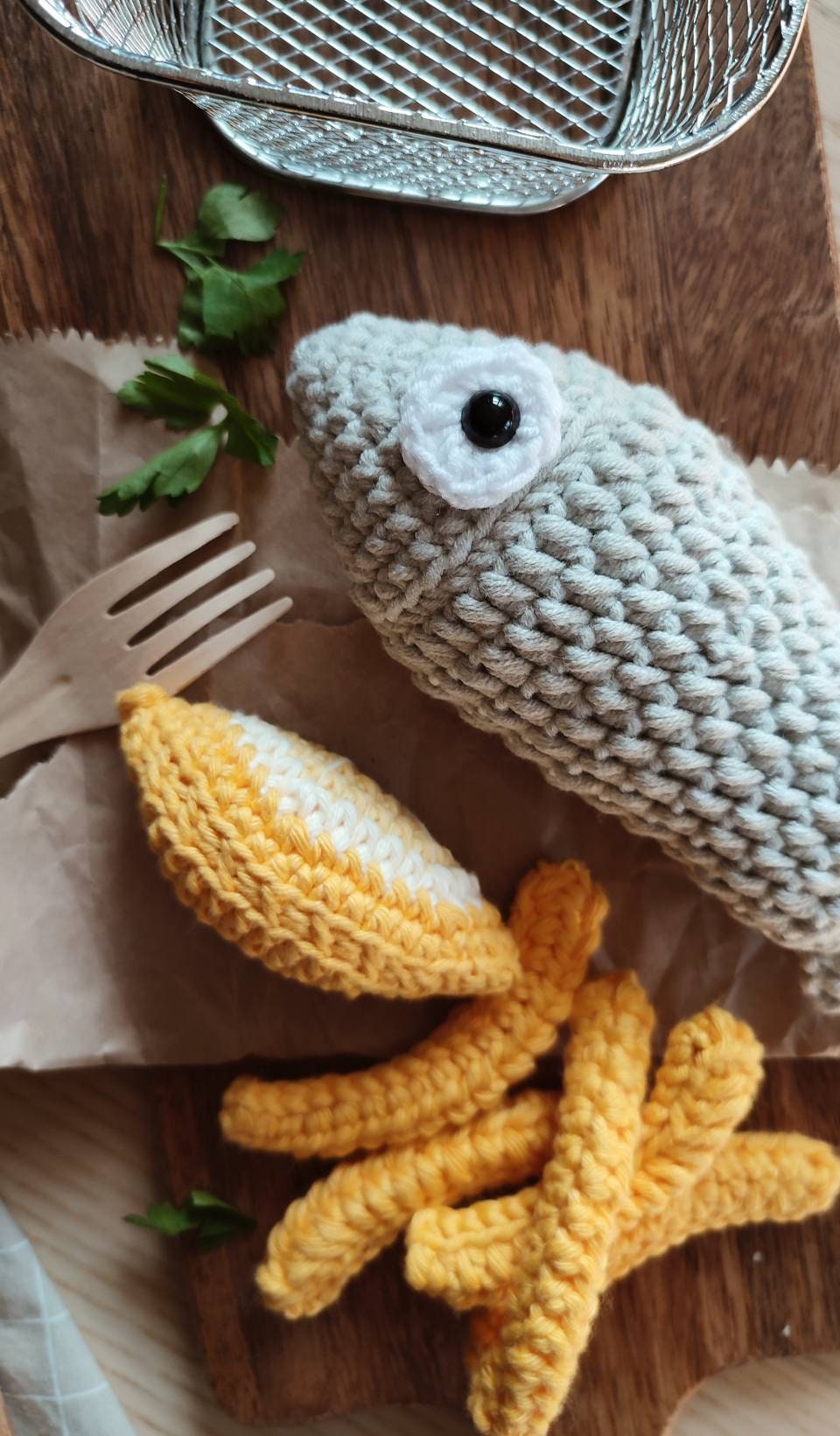 Dinner Set With Fish for Kids Kitchen Pretend Play Food - Etsy