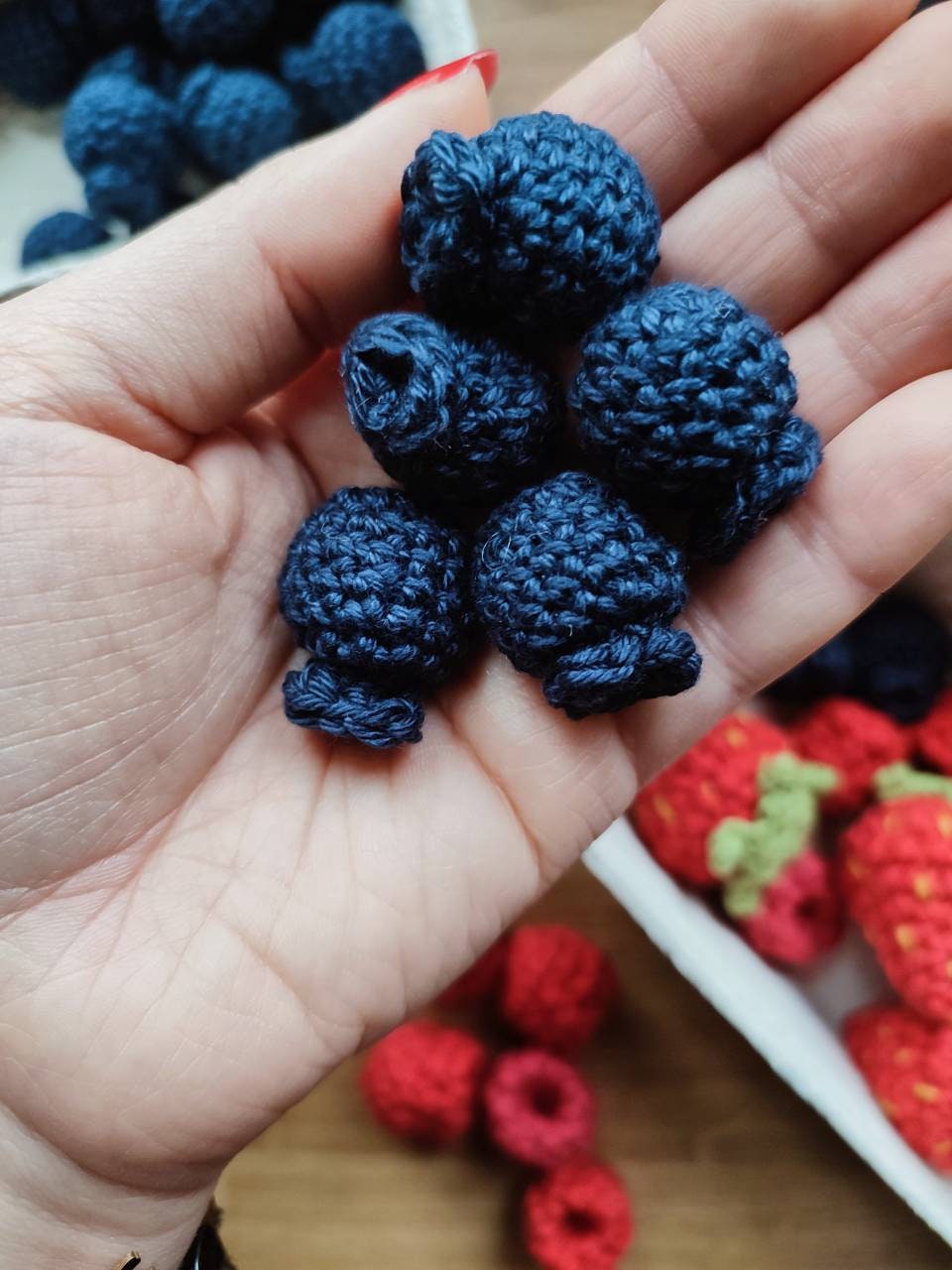 Crocheted Fruit – Blueberries (5 Pc) Play Food Set, Children's Kitchen ...