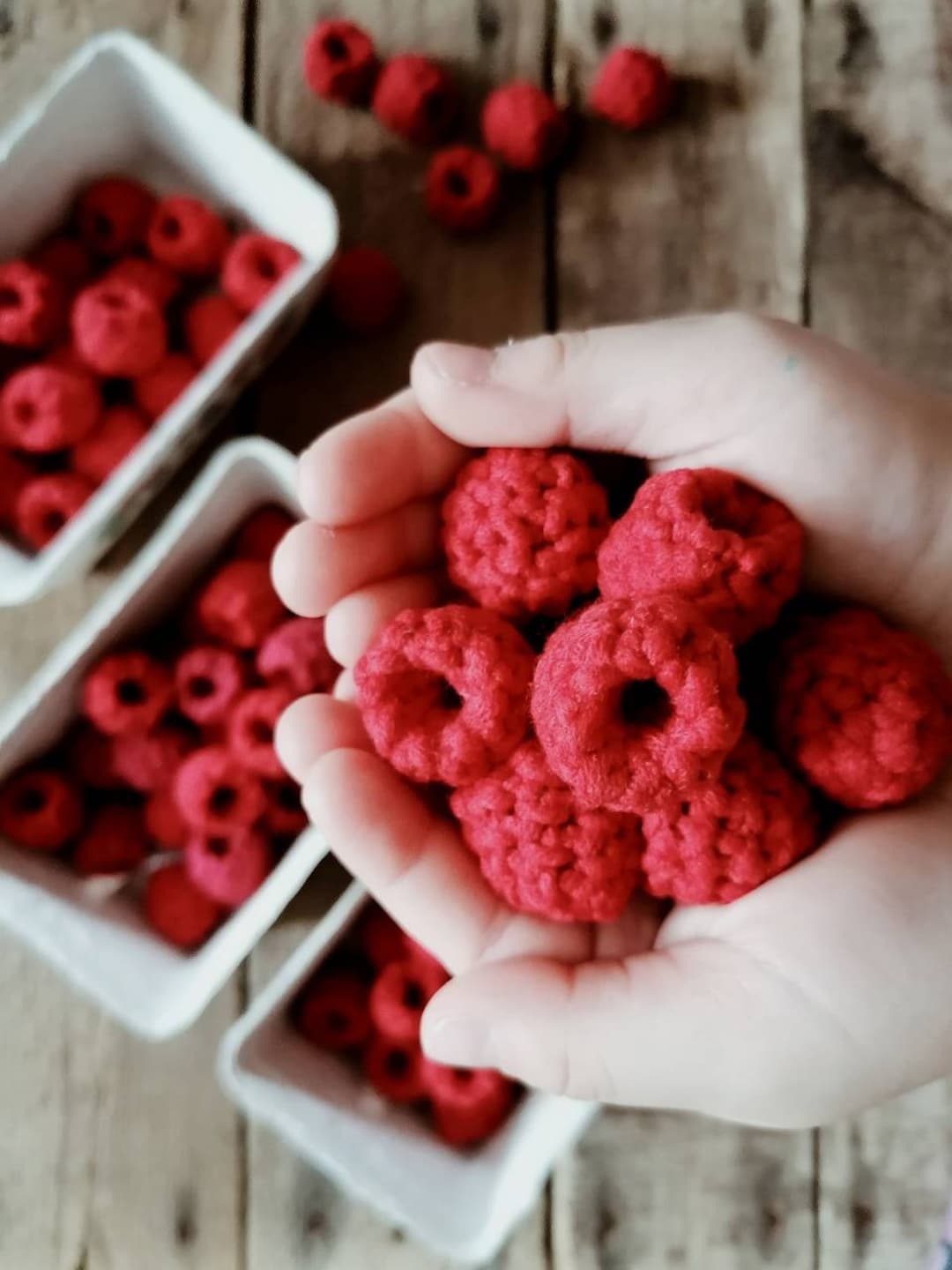 Crochet Fruit Set 5 Raspberries for Play Children's Kitchen, Play Food ...