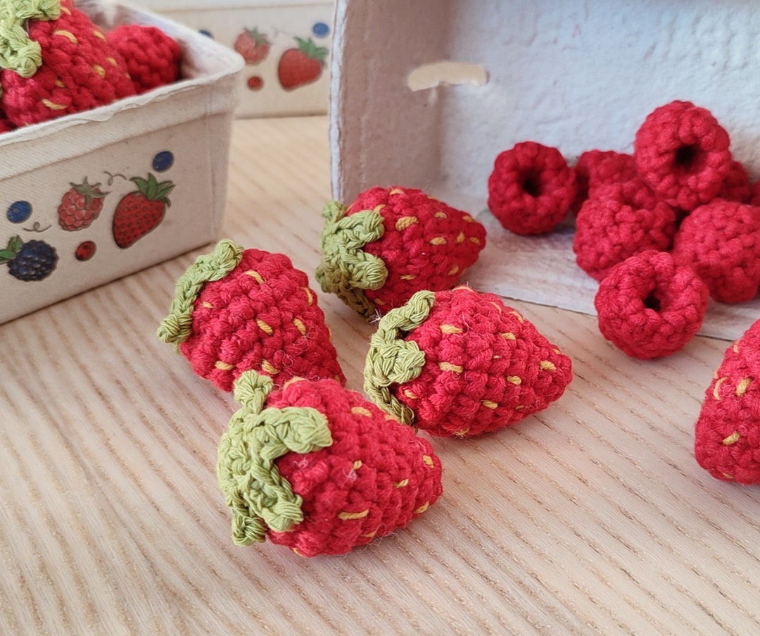 Crochet Strawberry Toy, Play Kitchen Food, Montessori Toy, Gift for 3 ...