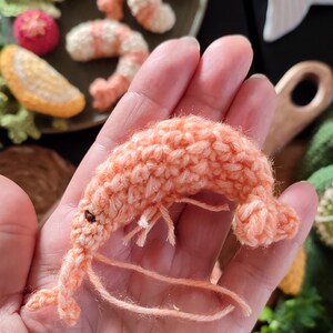 Crochet Shrimp (1pc) for Play Kids Kitchen, Pretend Play Food, Crochet ...