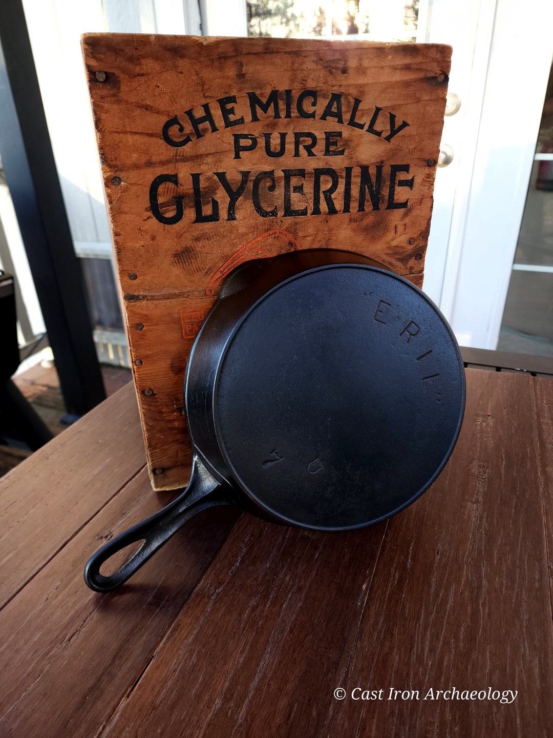Antique "erie" Pre Griswold #7 Cast Iron Skillet With Shield Makers ...