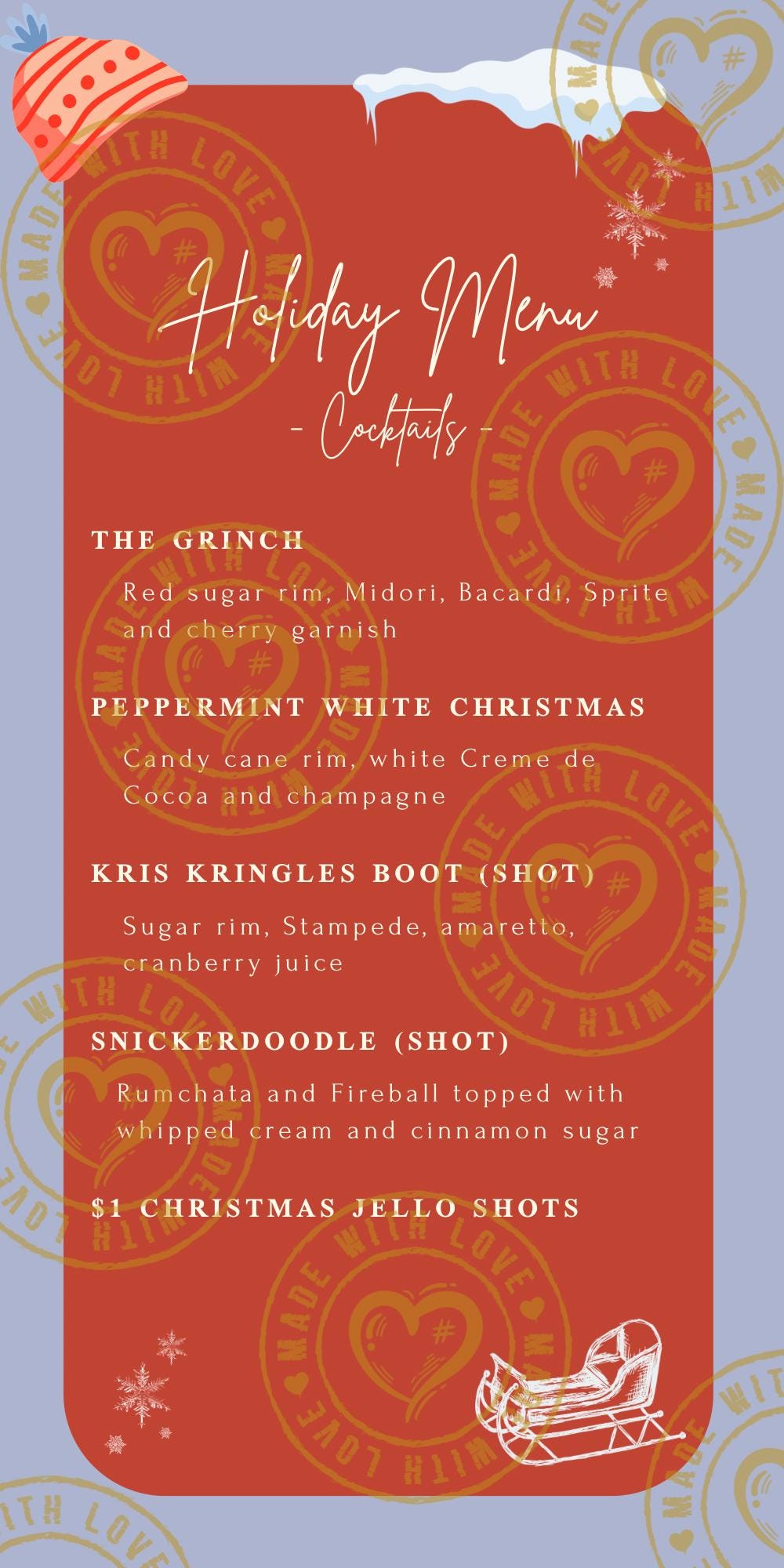 Winter Cocktail Menu Editable Template - Etsy