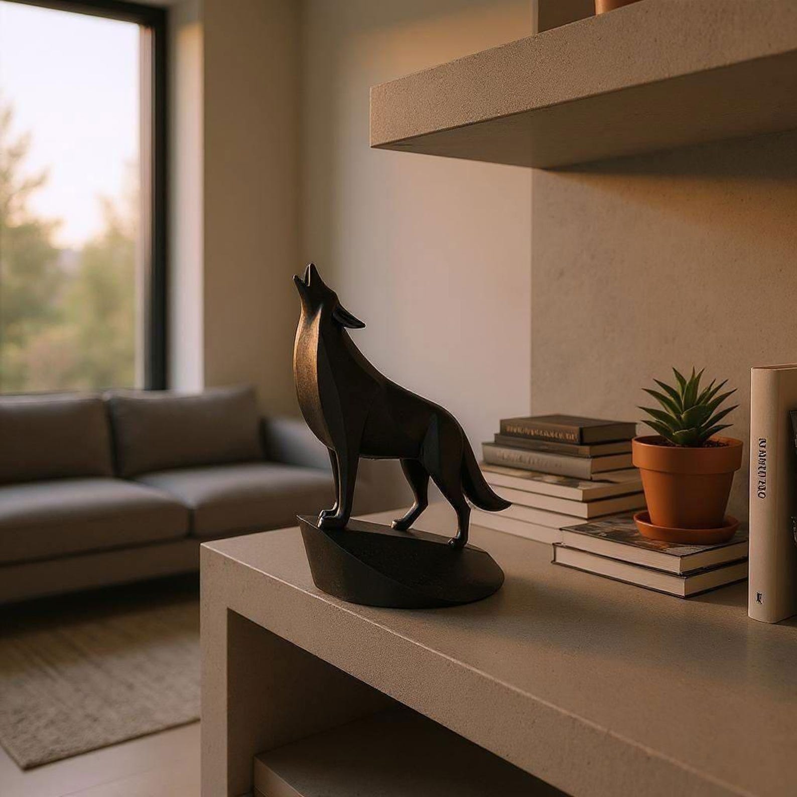Low Poly Wolf Howling Sculpture Minimalist Animal Home Decor - Etsy