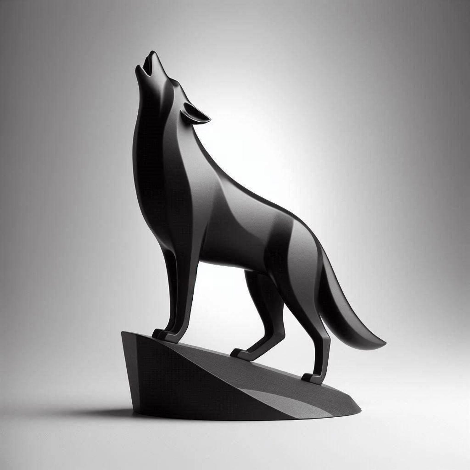 Low Poly Wolf Howling Sculpture Minimalist Animal Home Decor - Etsy