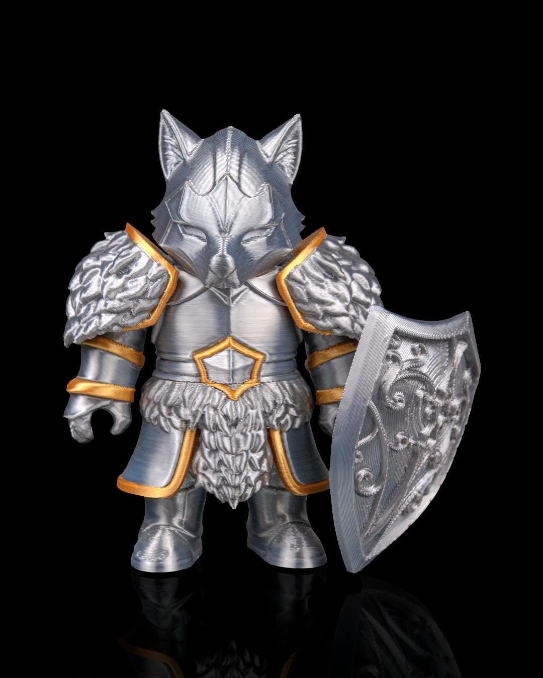 Stormwolf Knight Figurine – Multicolor 3D Printed Wolf Warrior ...