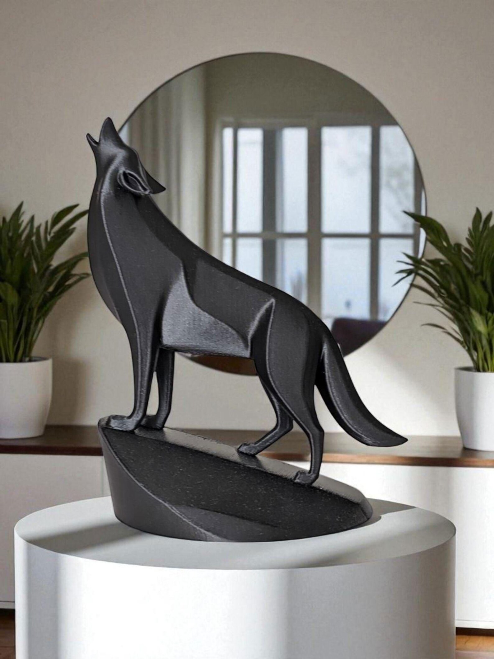 Low Poly Wolf Howling Sculpture Minimalist Animal Home Decor - Etsy