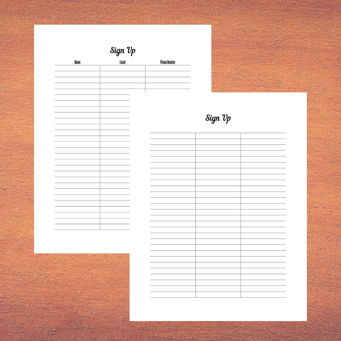 Sign up Sheet Printable Event, Volunteer, Guest, Giveaway Sheet - Etsy