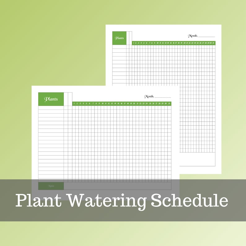 Plant Watering Schedule, Printable PDF - Etsy