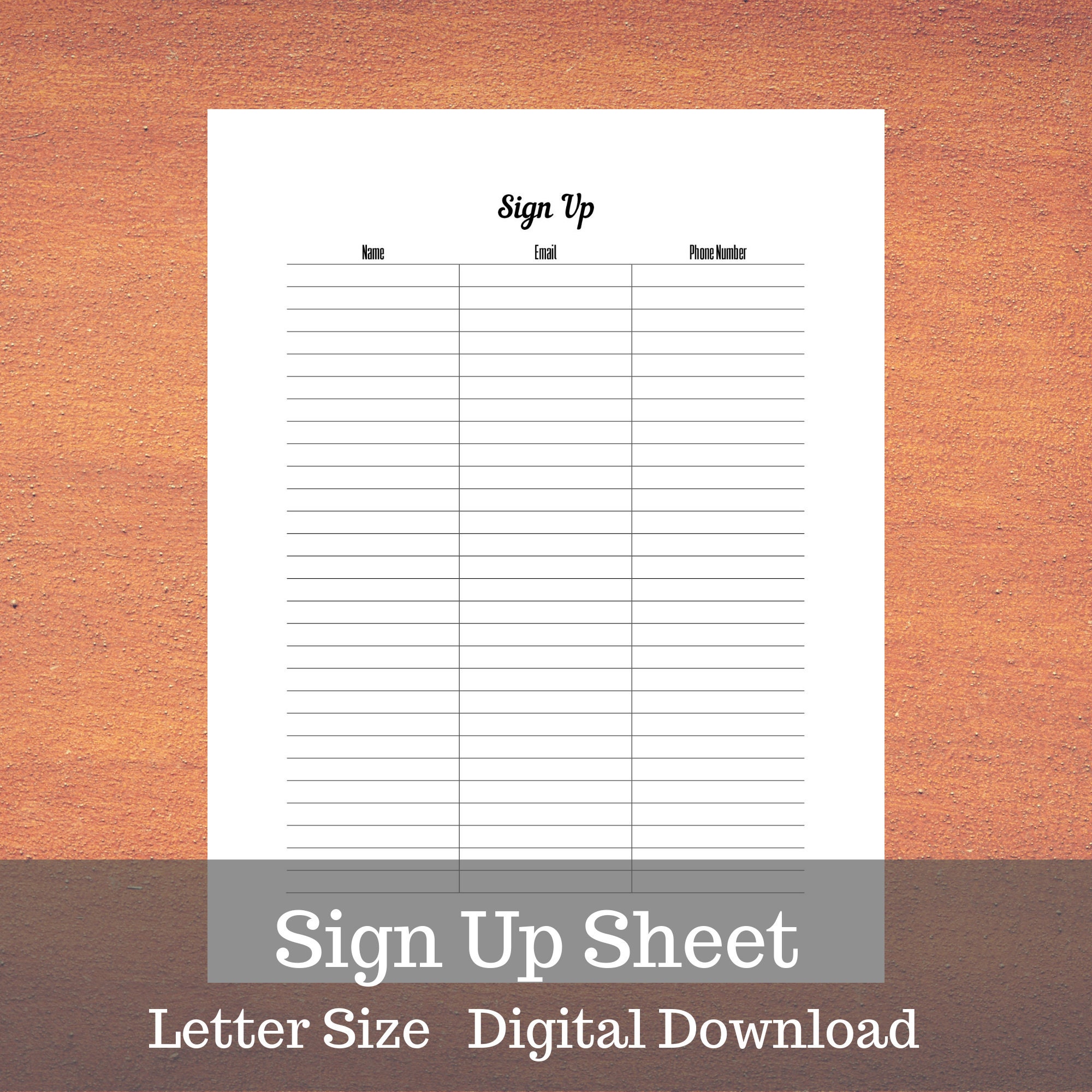 Event Sign Up Sheet Template