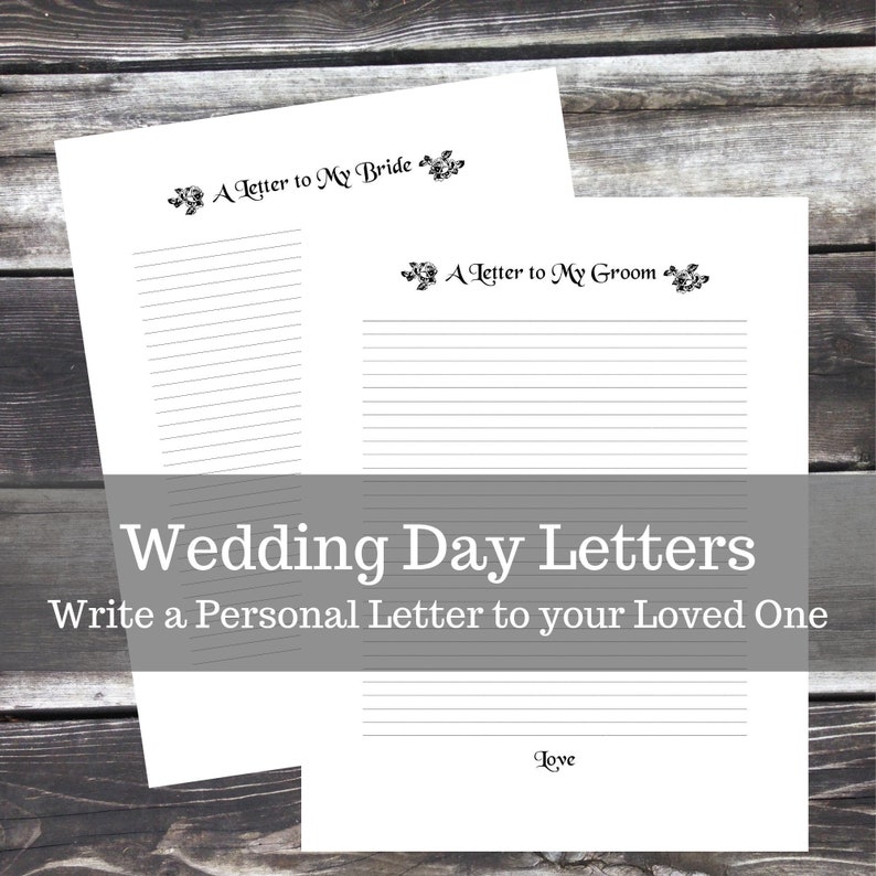 Wedding Day Letters, A Letter to My Bride and Groom - PDF Instant ...