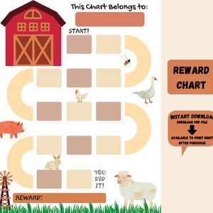 Printable Farm Reward Chart | INSTANT DOWNLOAD Children's Reward Chart ...