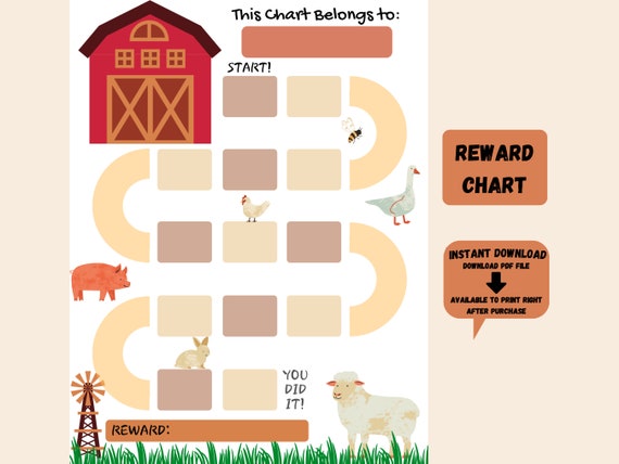 Printable Farm Reward Chart INSTANT DOWNLOAD Children's - Etsy