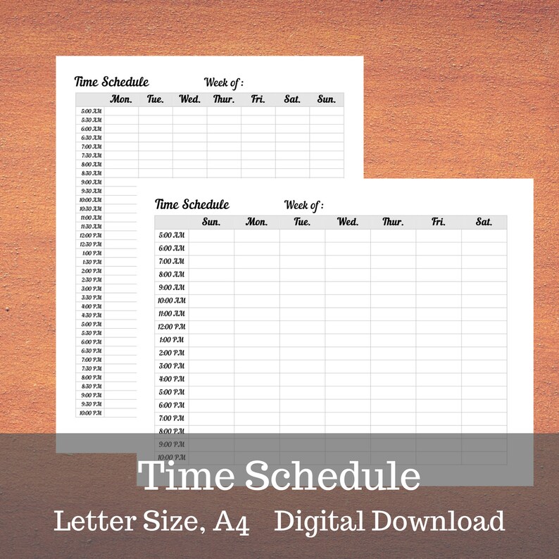 Time Schedule Printable, Weekly Schedule, Time Blocking Planner - PDF ...