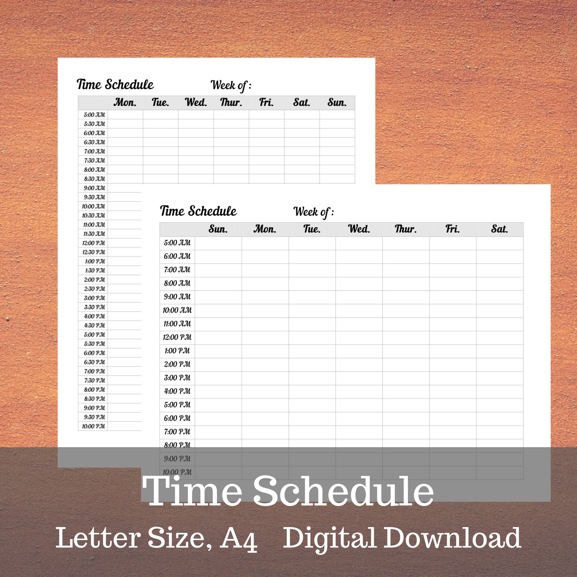Time Schedule Printable, Weekly Schedule, Time Blocking Planner - PDF ...