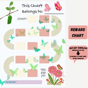 Printable Butterfly Reward Chart | INSTANT DOWNLOAD Children's Reward ...