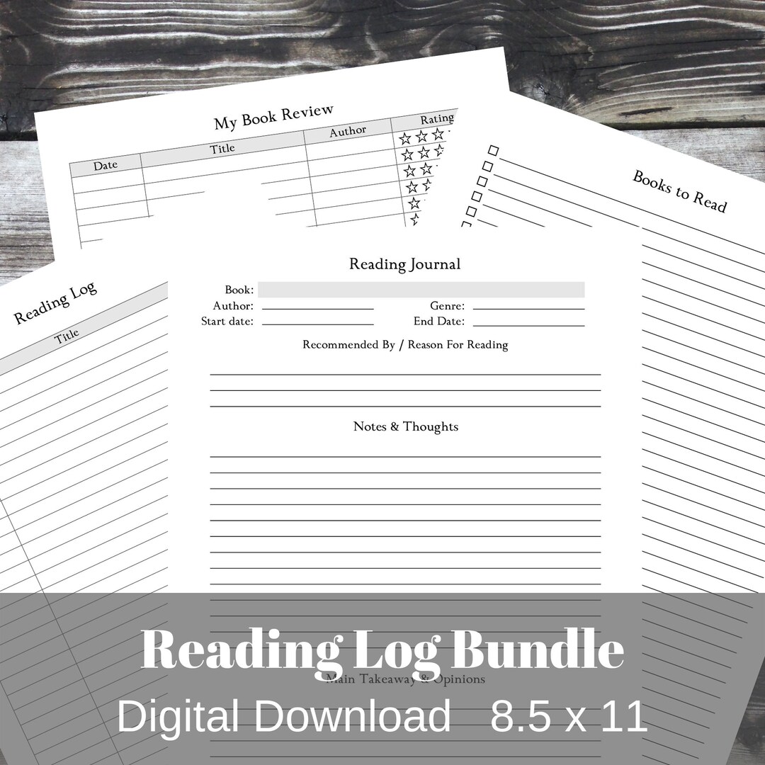 Reading Log Bundle, Book Lovers Journal - Printable PDF Bundle - Etsy