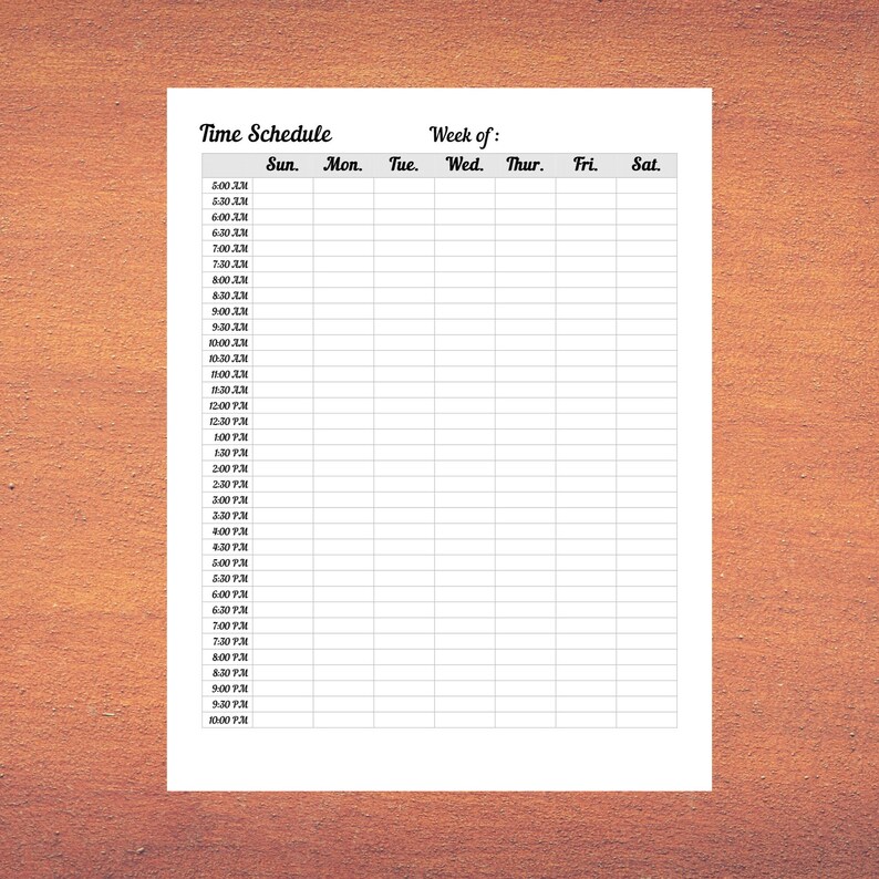Time Schedule Printable, Weekly Schedule, Time Blocking Planner - PDF ...