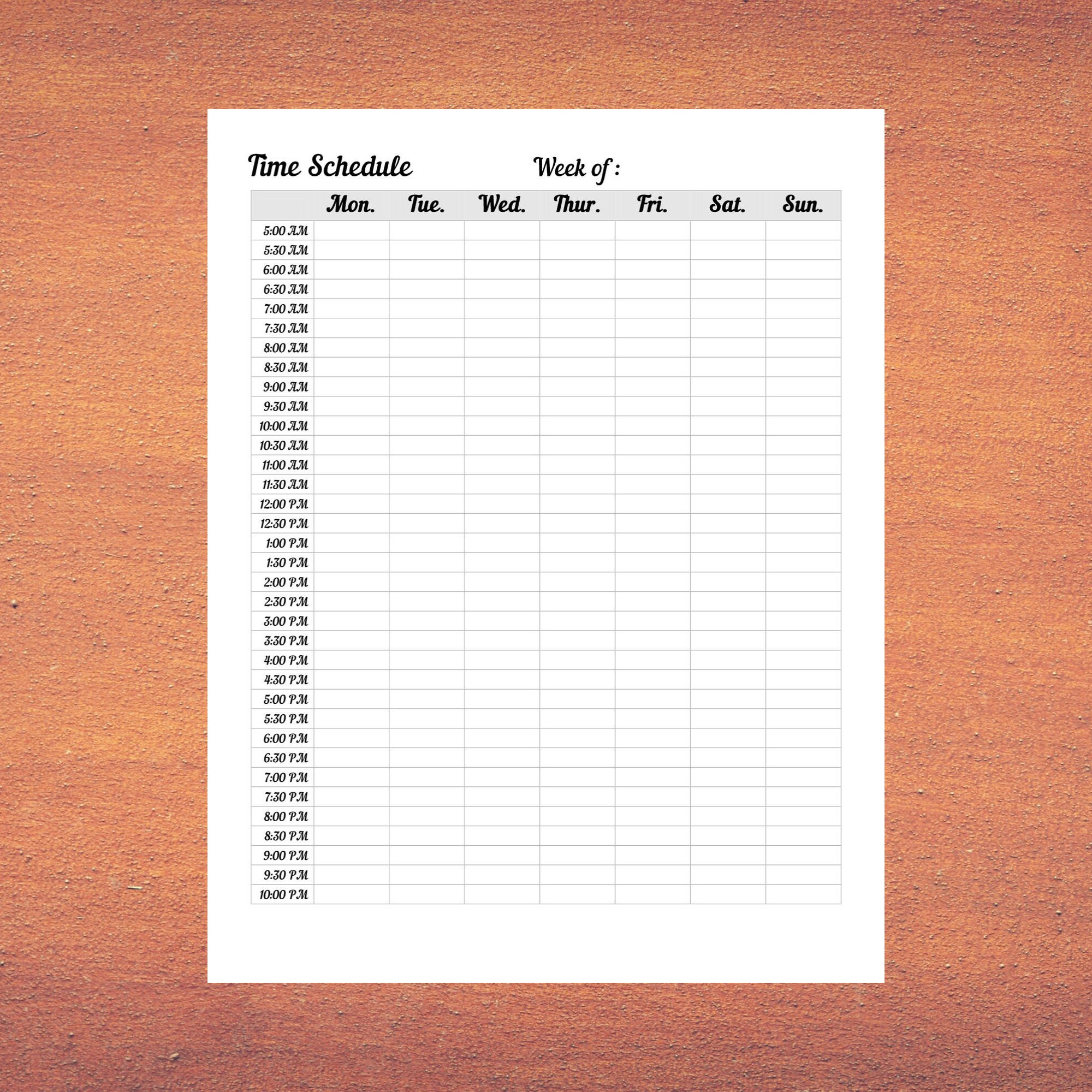 Time Schedule Printable, Weekly Schedule, Time Blocking Planner PDF ...
