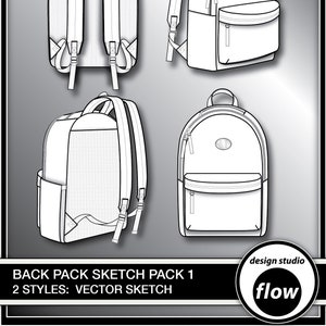 Back Pack Flat Technical Sketch Vector File (DSF-BP-1) - Etsy