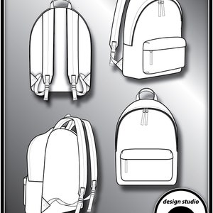 Back Pack Flat Technical Sketch Vector File (DSF-BP-1) - Etsy
