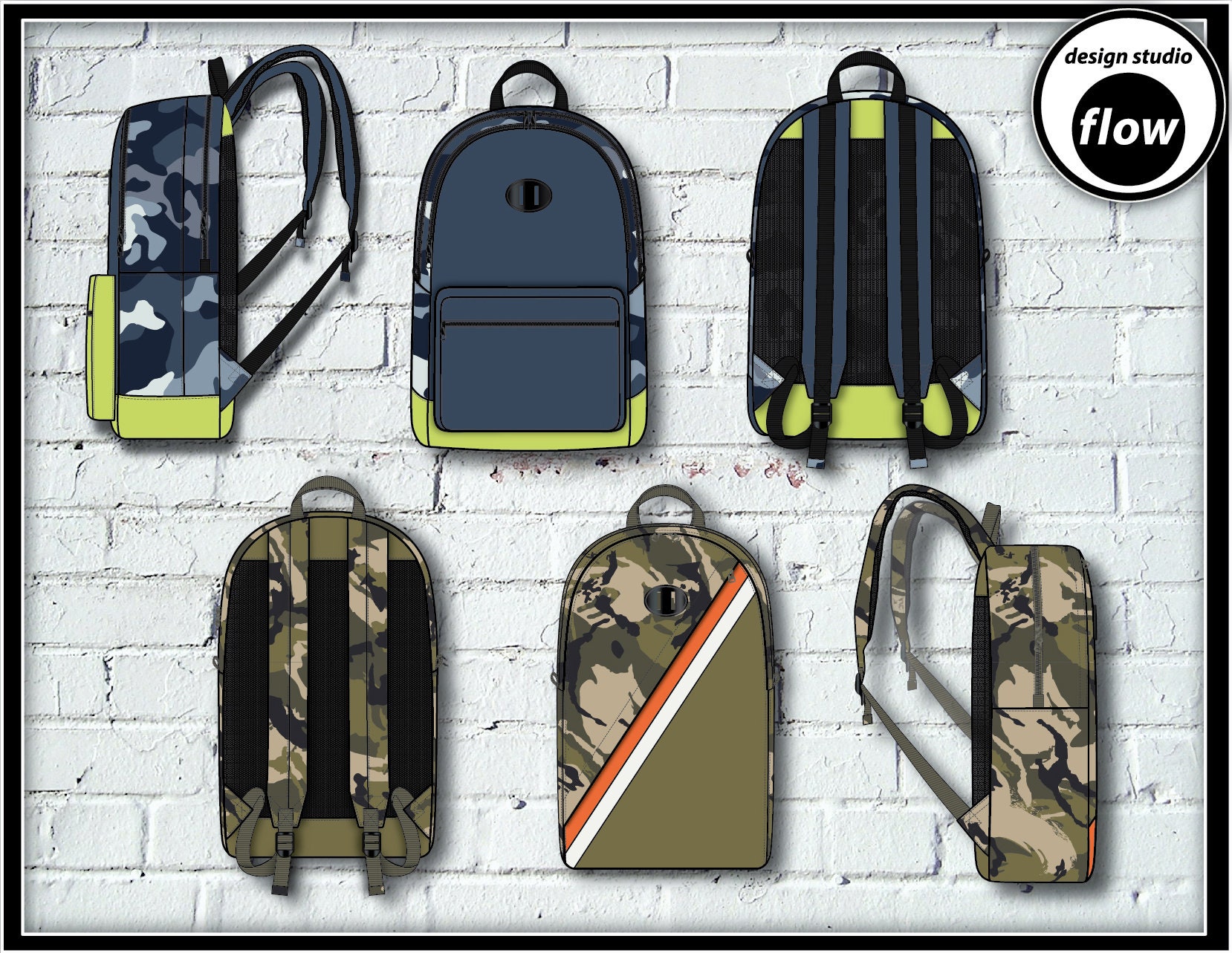Back Pack Flat Technical Sketch Vector File Pack 4 (DSF-BP-4) - Etsy