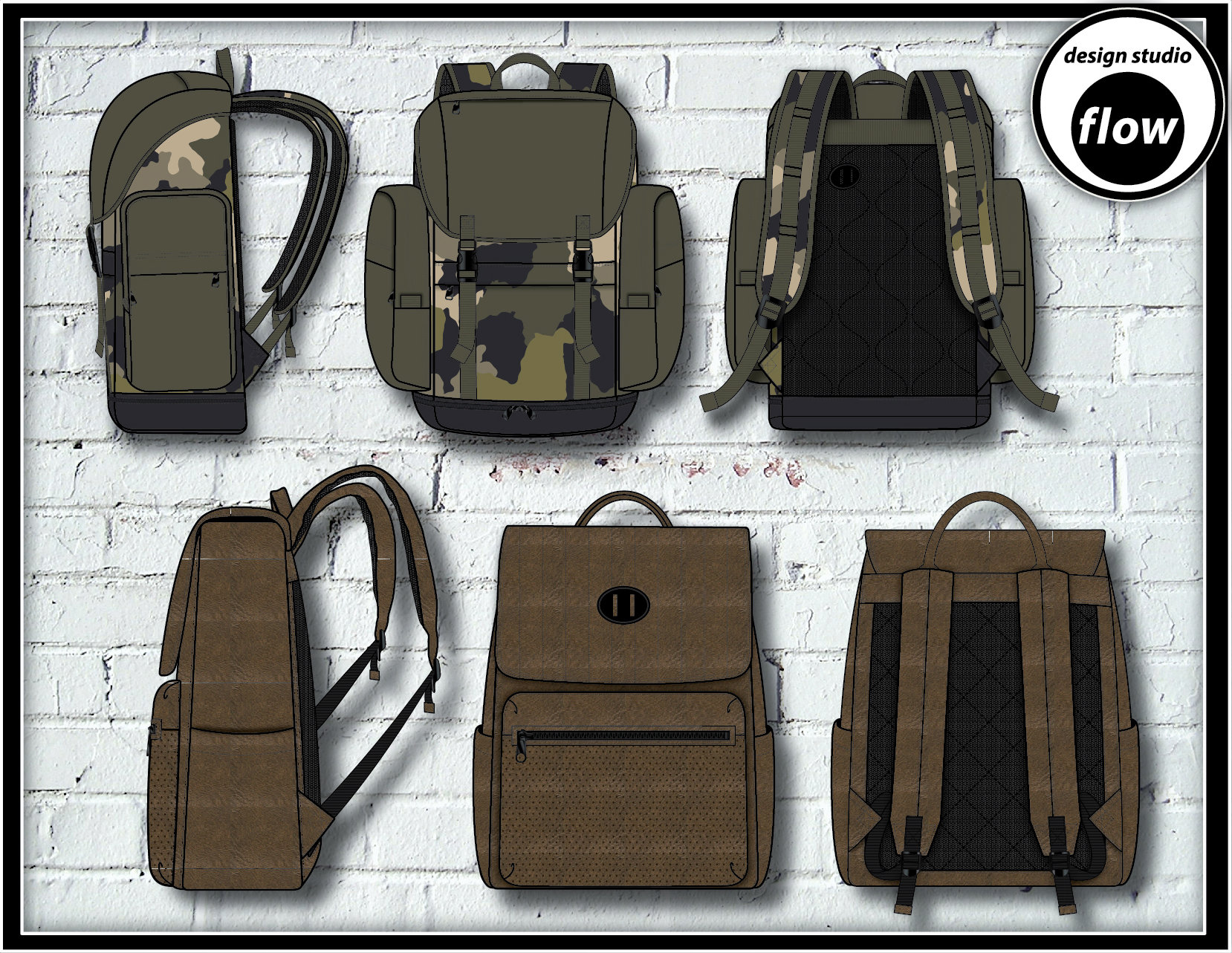 Back Pack Flat Technical Sketch Vector File Pack 3 (DSF-BP-3) - Etsy