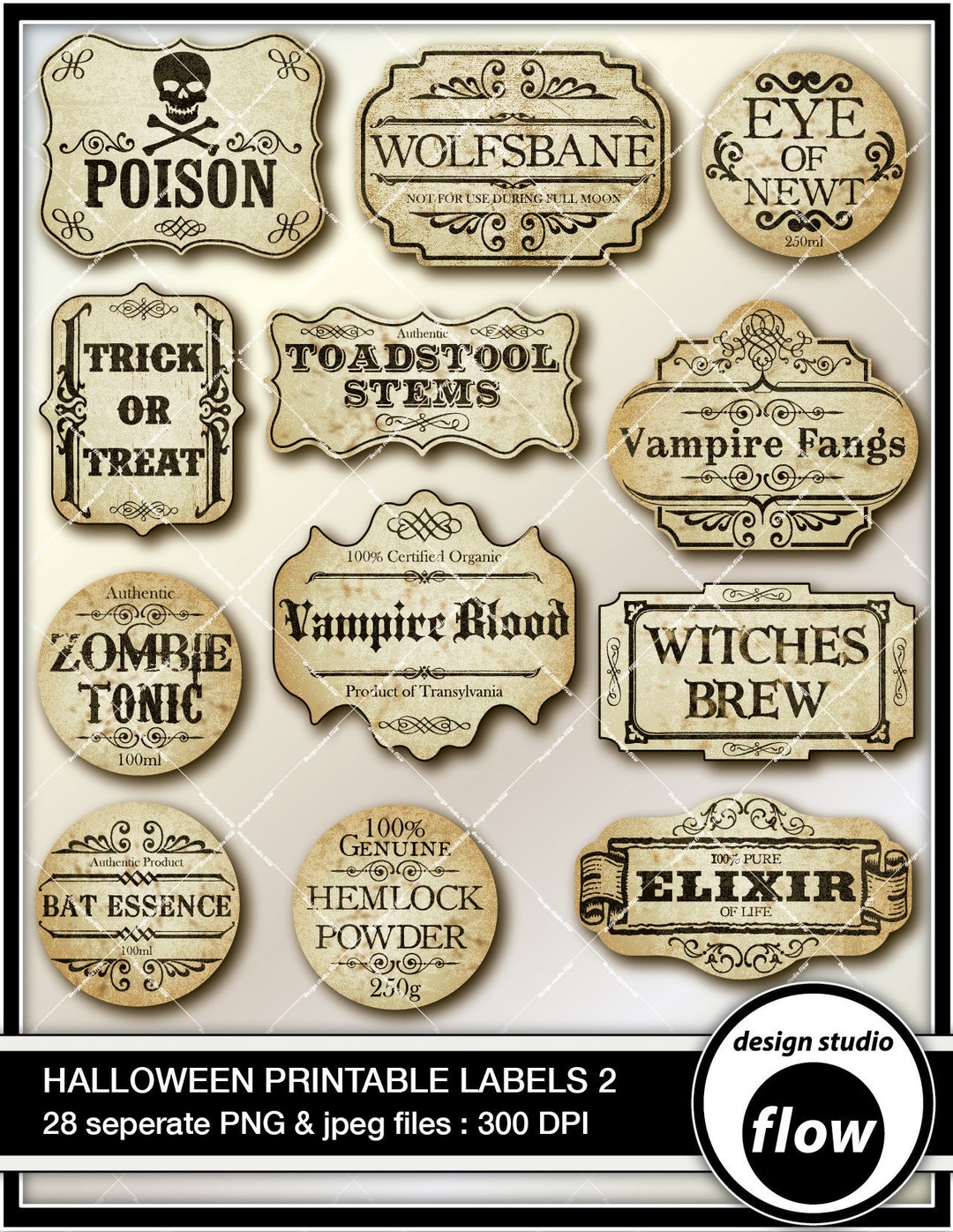 Halloween Printable Labels (DSF-HWNLBL-2) - Etsy