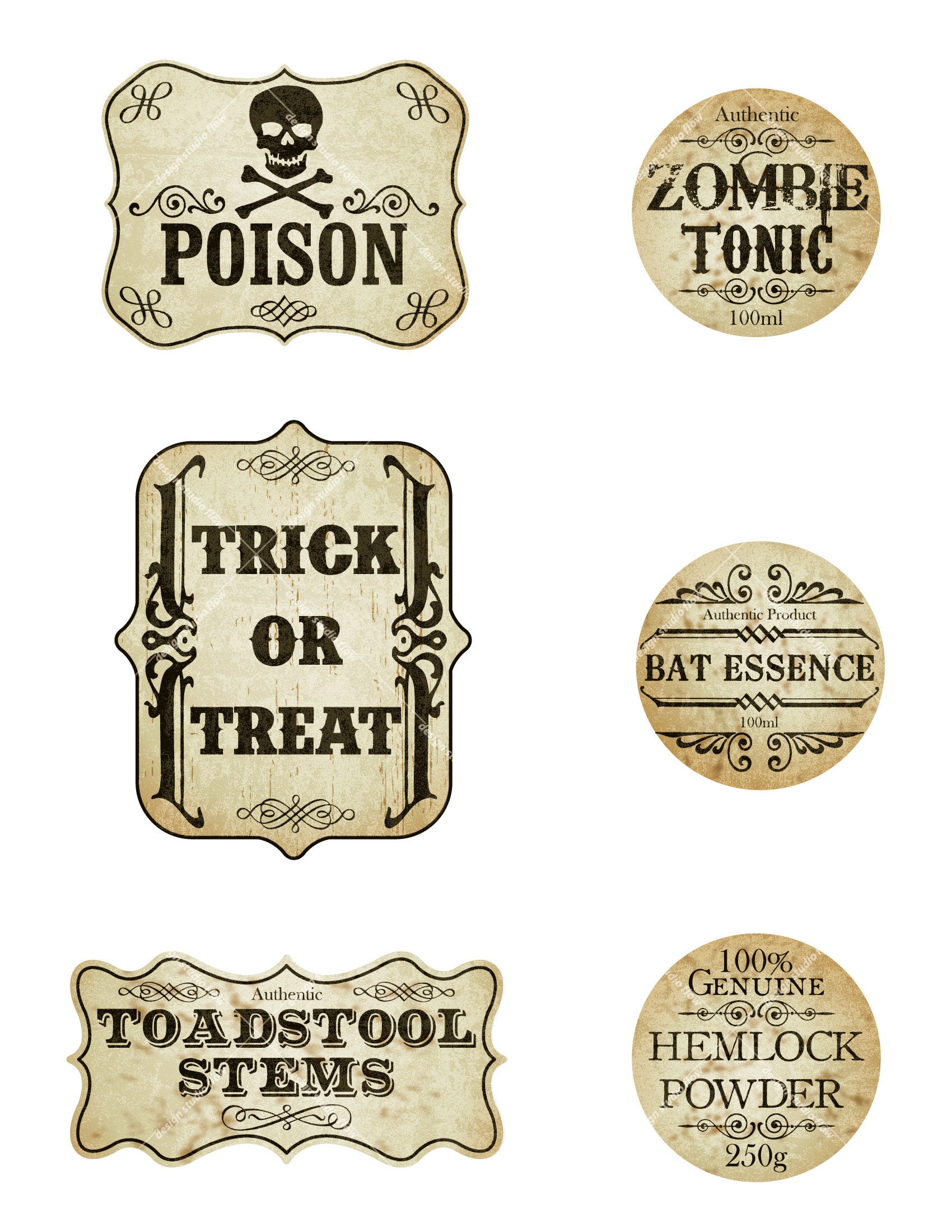 Halloween Printable Labels (DSF-HWNLBL-2) - Etsy